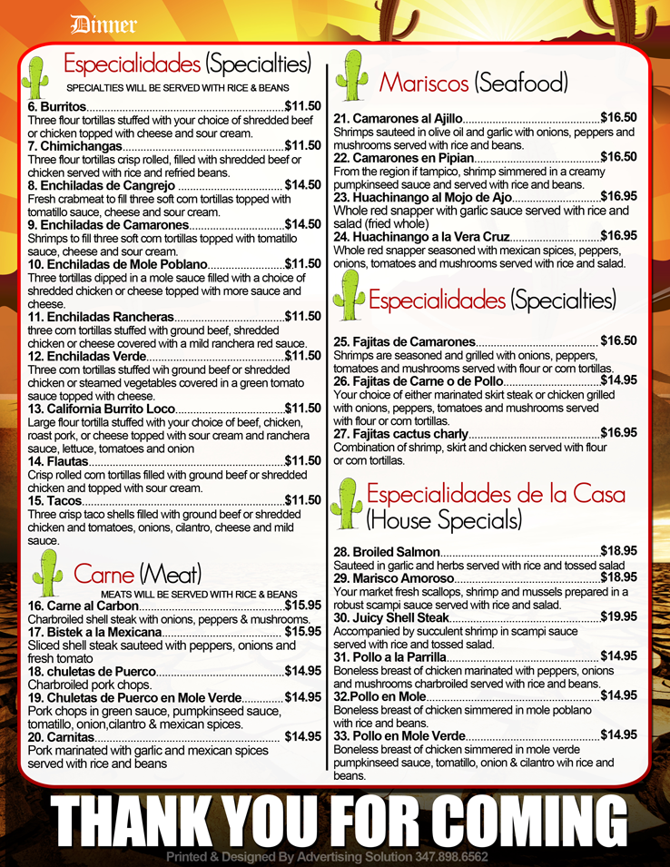 Authentic Mexican Cuisine | Fresh Tortillas | Chicken Tacos | Cactus ...